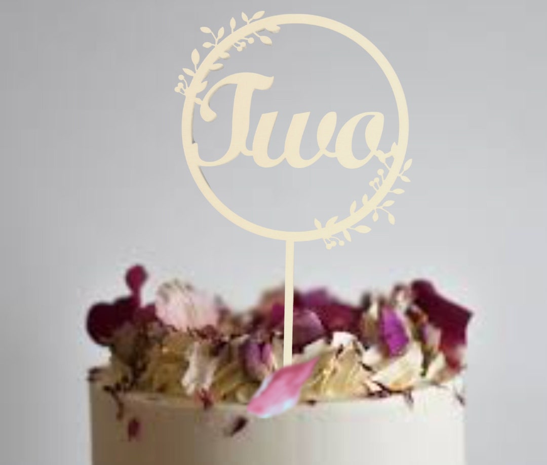 Two Cake Topper - Baby 2nd Birthday Wooden Cake Decoration - First Wood ...