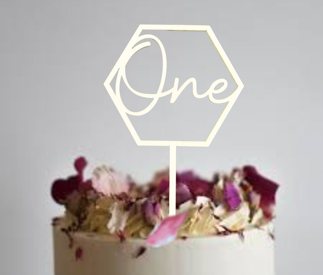 One Wooden Cake Topper Baby First 1st Birthday Rustic Laser Cut Wood ...
