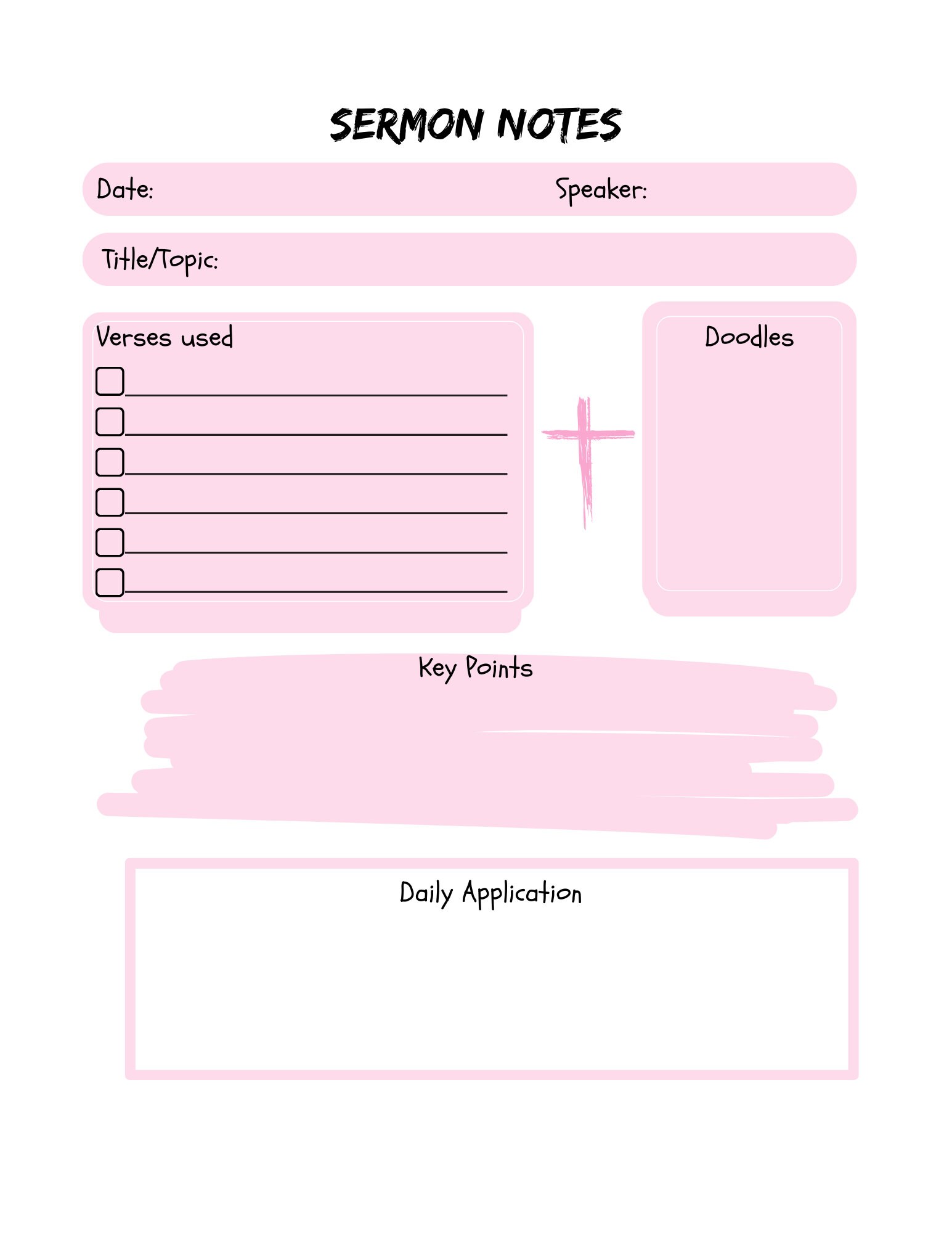 Sermon Notes for Kids, Doodle Section, Gratitude Section, Key Points ...