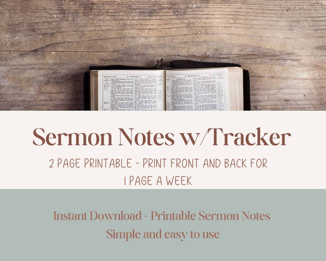 Sermon Notes With Bonus Sermon Tracker, Doodle Section, Gratitude ...