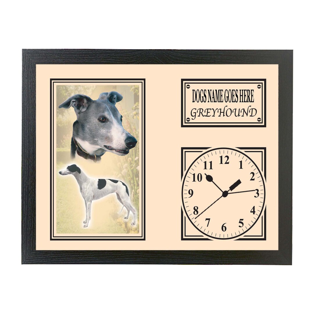 Greyhound Personalised Dog Breed Gift Clock - Etsy