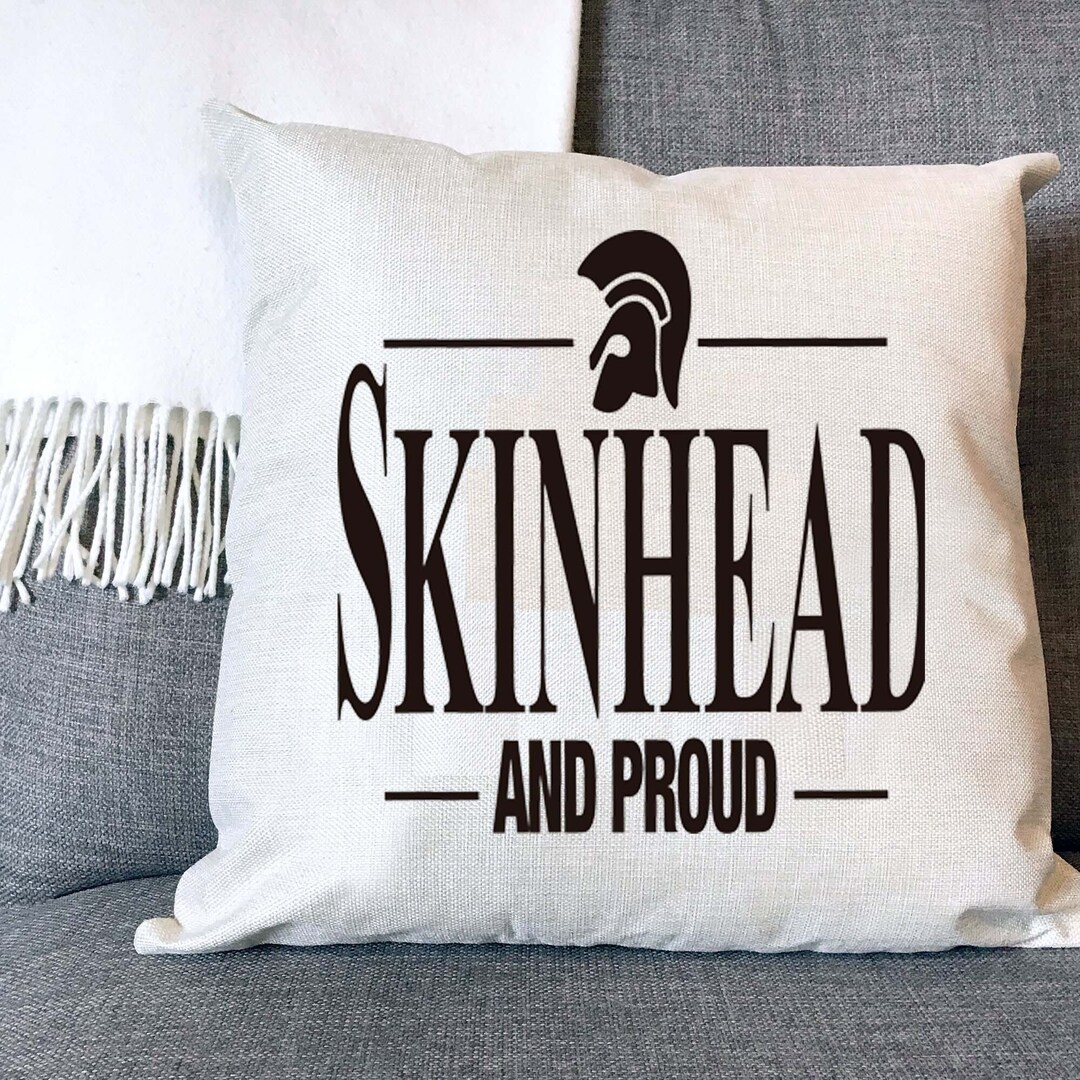 Skinhead and Proud Naturally Woven Linen Style Cushion Cover Pillow ...