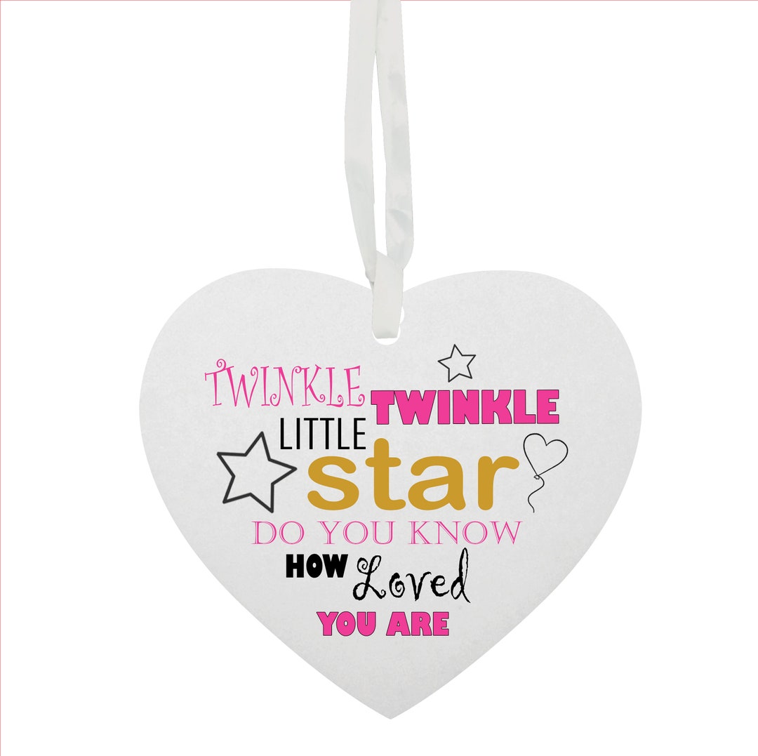 Twinkle Twinkle Little Star Pink Hanging Heart Ceramic Keepsake - Etsy