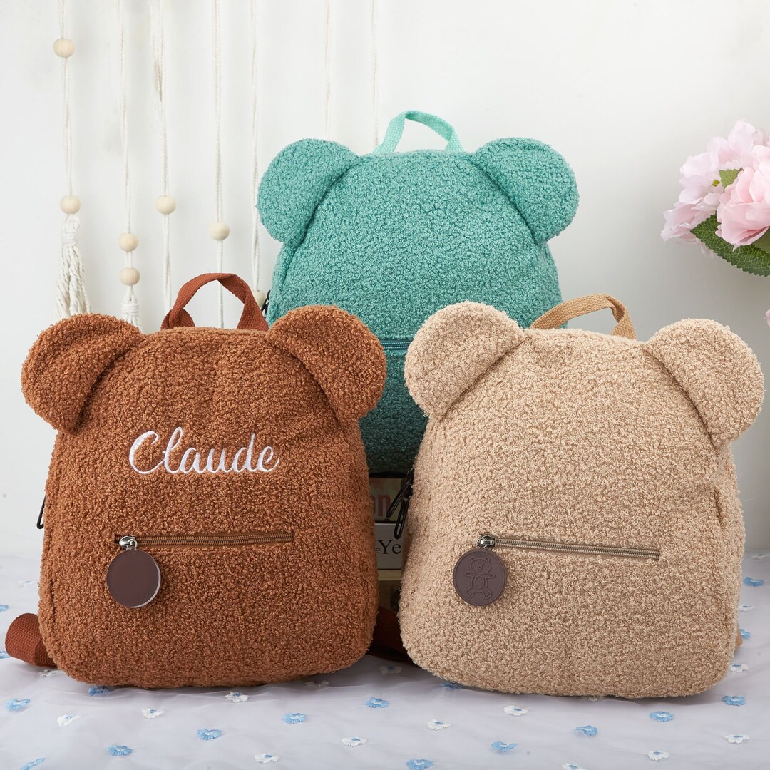Personalised Fluffy Teddy Kids Backpack- Custom Name Backpack ...