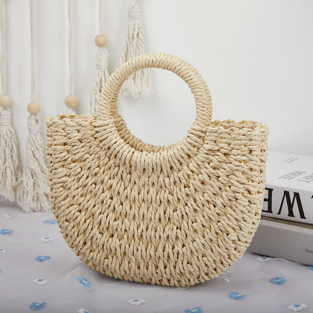 Handmade Straw Bag - Handmade Beach Bag - Straw Beach Bag - Farmers ...