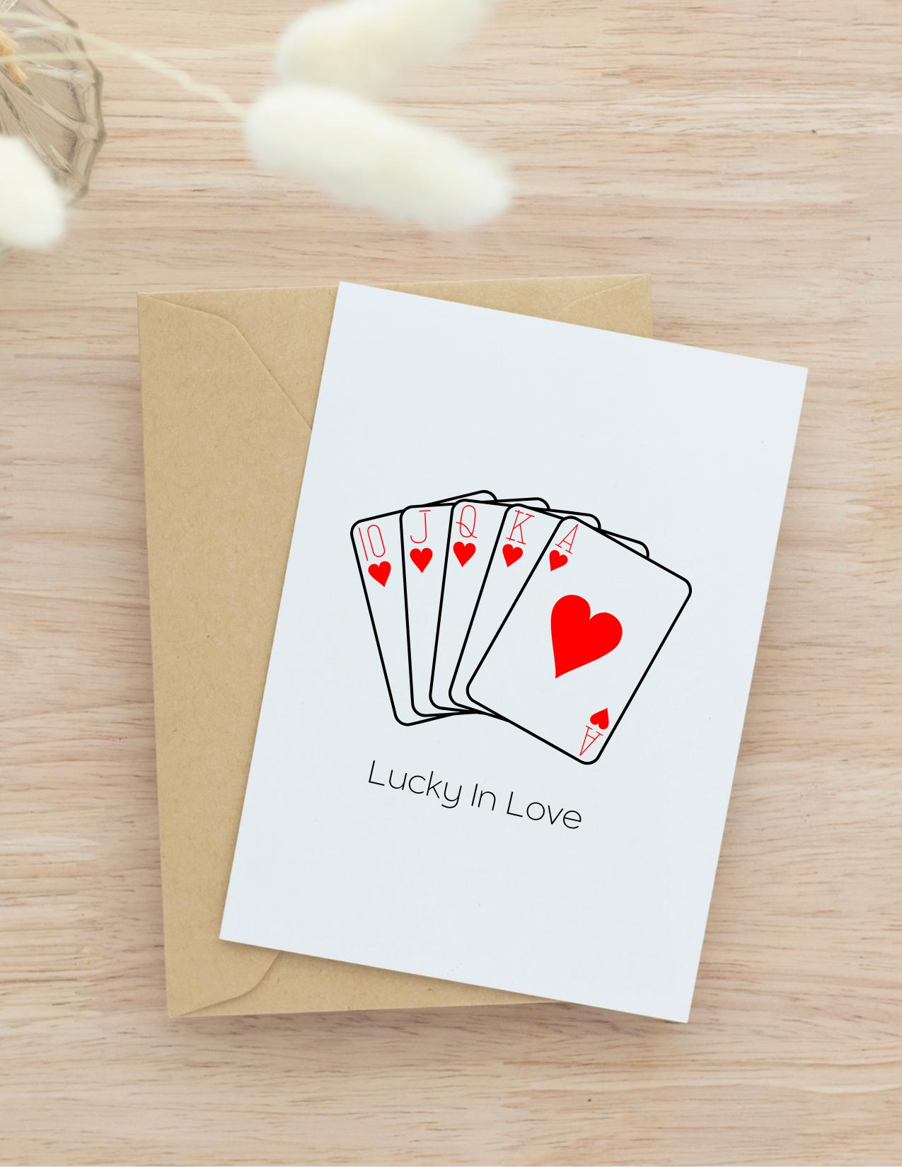 Love Greeting Card Lucky in Love, Card for Valentines, Card for Her ...