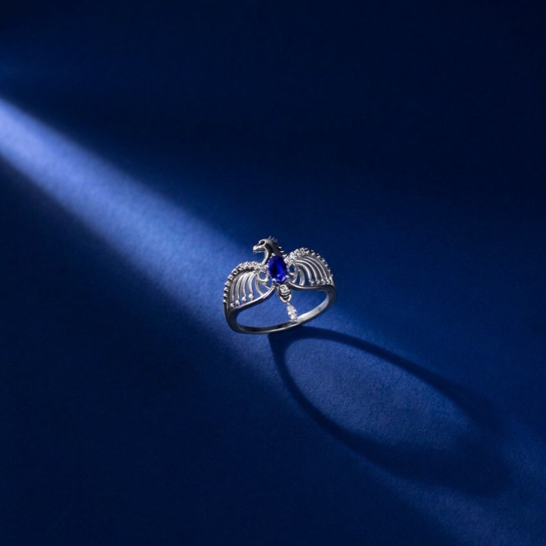 Eagle Diamond Ring, Animal Design Jewelry, 1.8 Ct Oval Cut Sapphire ...