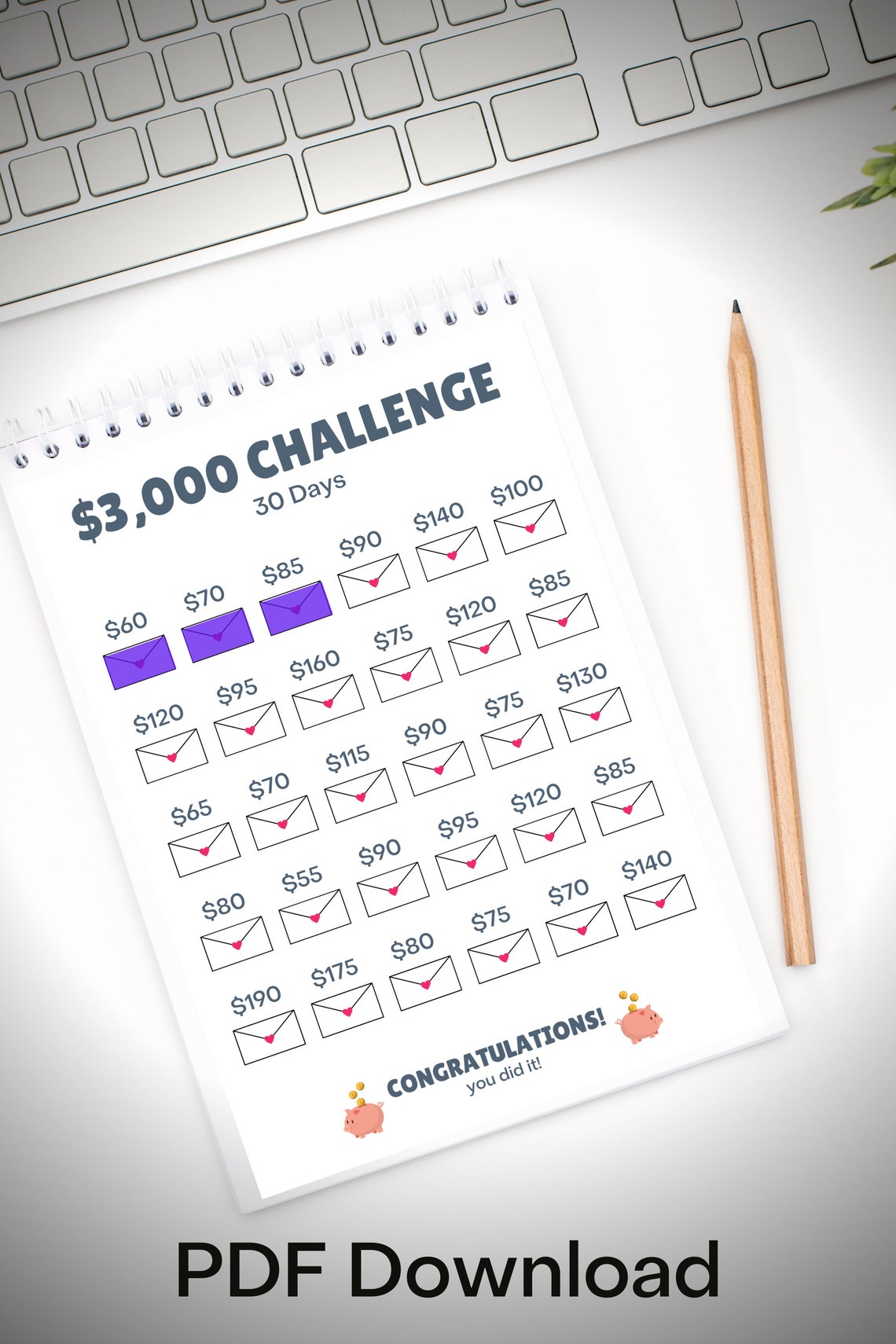 3,000 Money Saving Challenge Printable - the Ultimate Savings Challenge ...