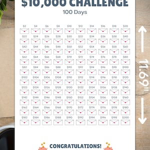 10,000 Savings Challenge Printable - Can You Reach the Goal in 100 Days ...