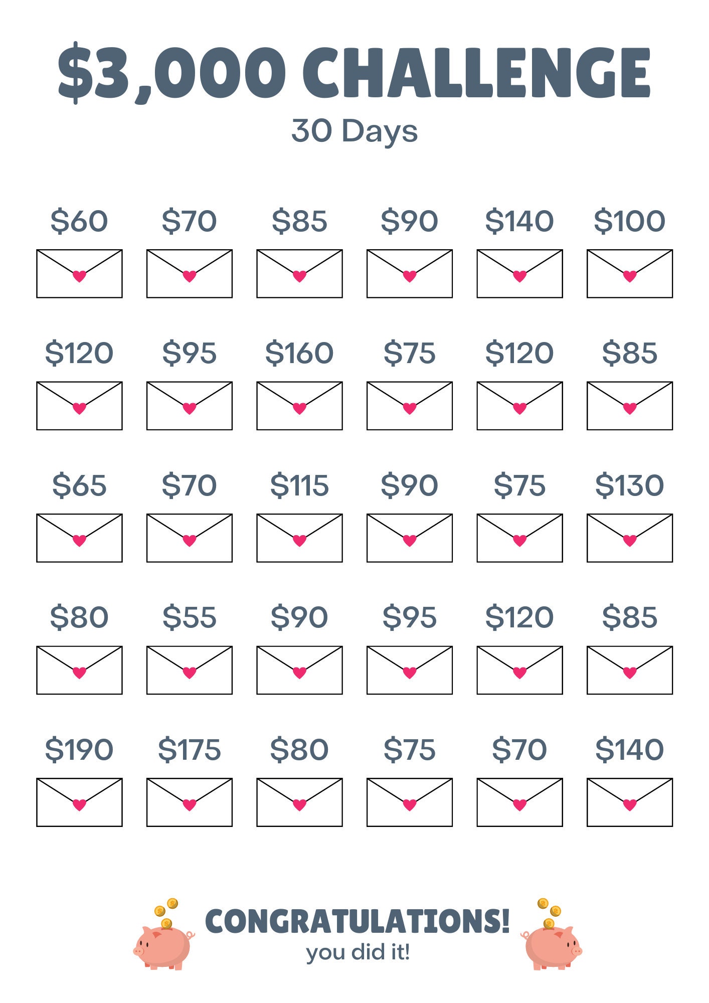 3,000 Money Saving Challenge Printable - the Ultimate Savings Challenge ...