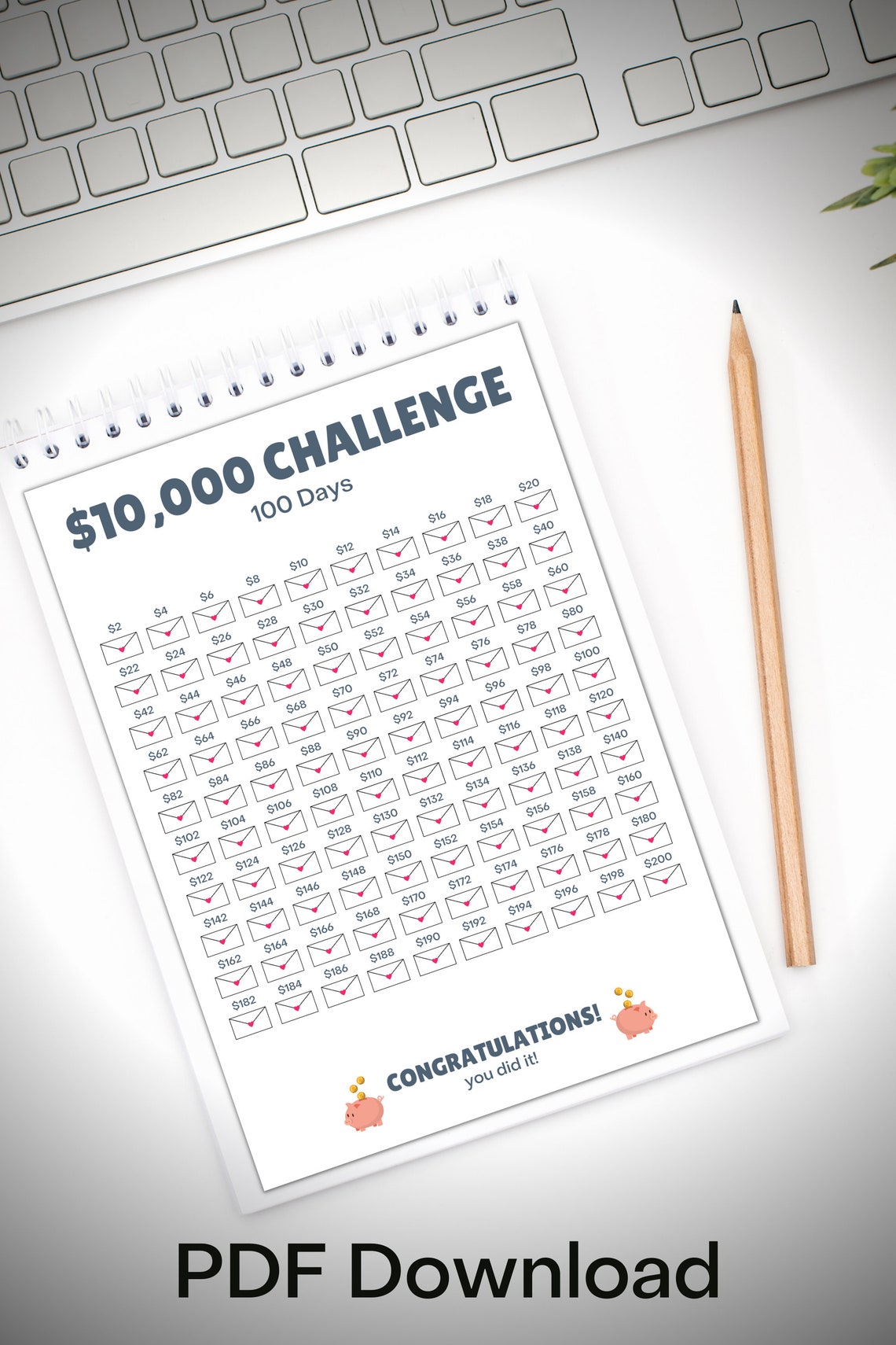 10,000 Savings Challenge Printable - Can You Reach the Goal in 100 Days ...