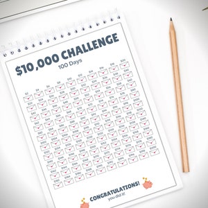10,000 Savings Challenge Printable - Can You Reach the Goal in 100 Days ...