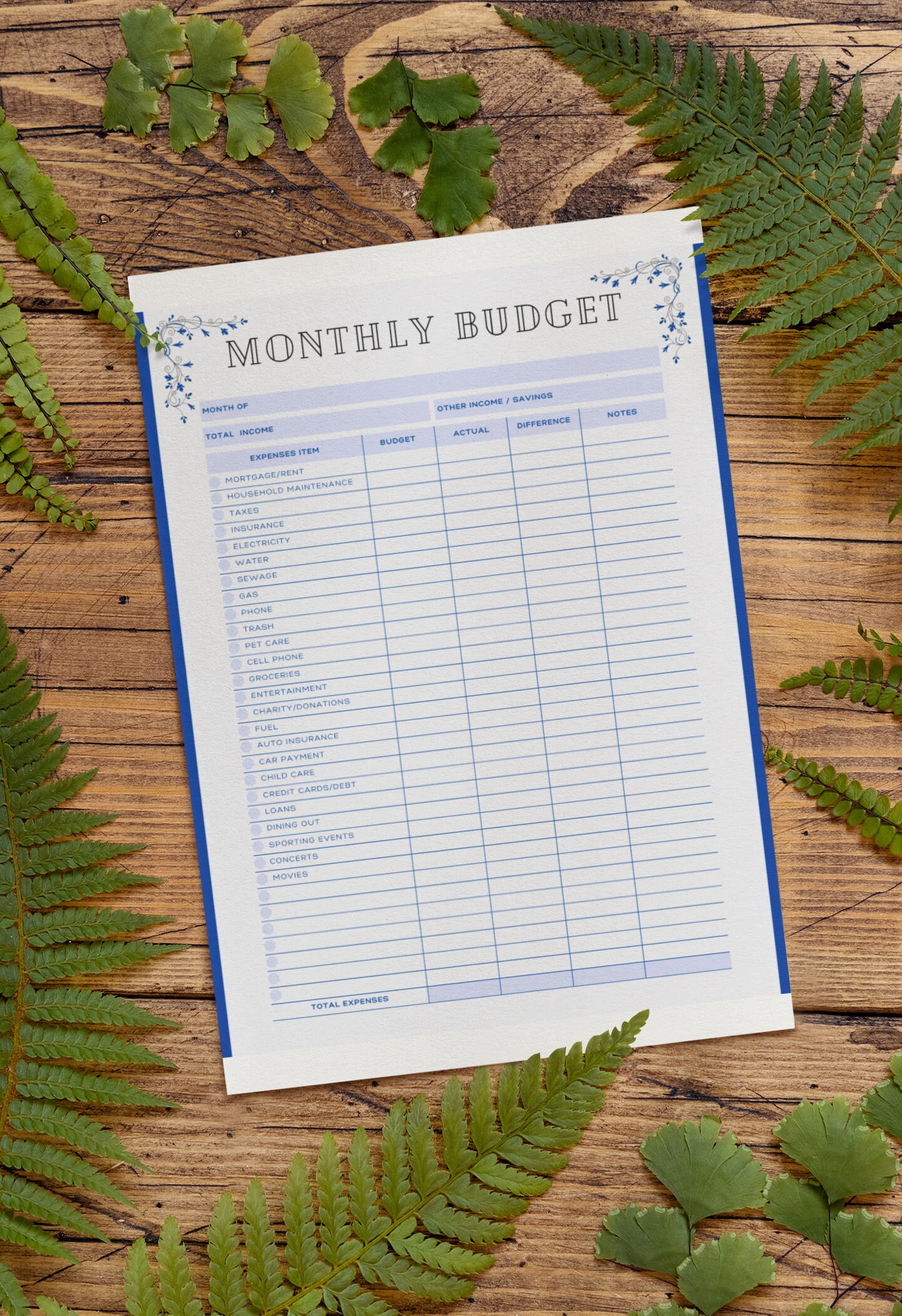 Downloadable Digital Monthly Budget Planner, Financial Planner ...