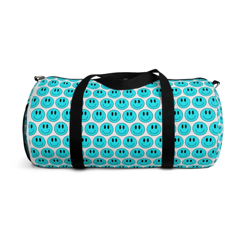 Blue Smiley Face Duffle Bag, Travel Bag, Smiley Face Decor Vacation Bag ...
