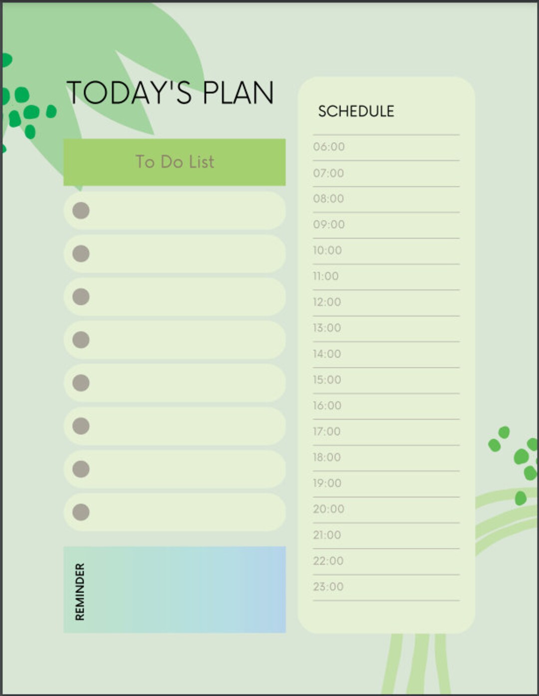 Green Plant Minimalist Digital Downloadable PDF Planner for Printing ...