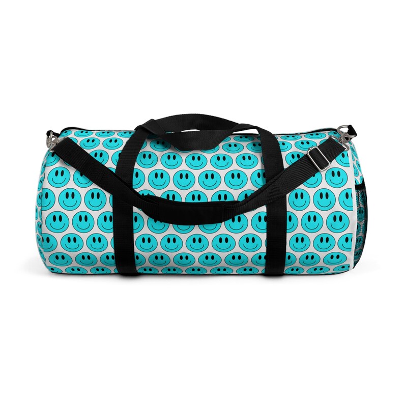 Blue Smiley Face Duffle Bag, Travel Bag, Smiley Face Decor Vacation Bag ...