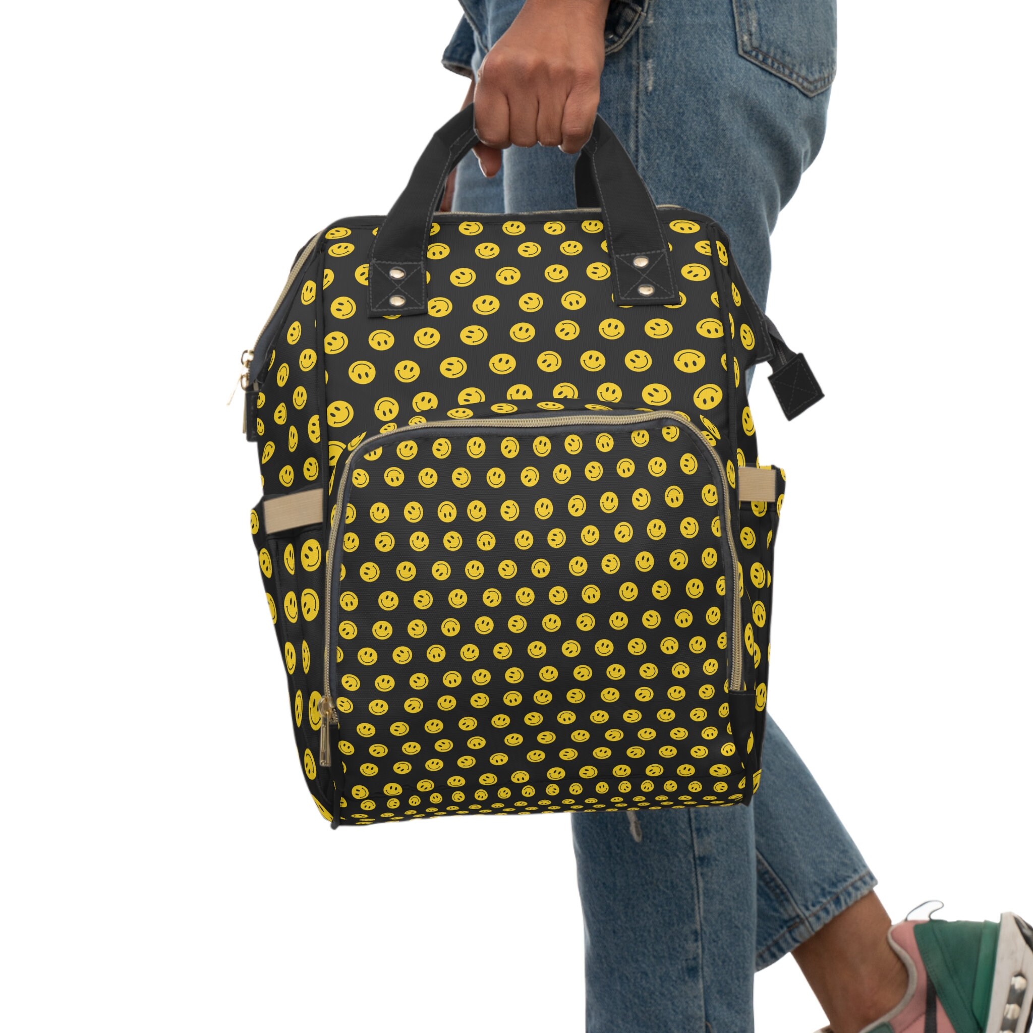 Diaper Bag Backpack Smiley Face Design All Purpose School Backpack for ...
