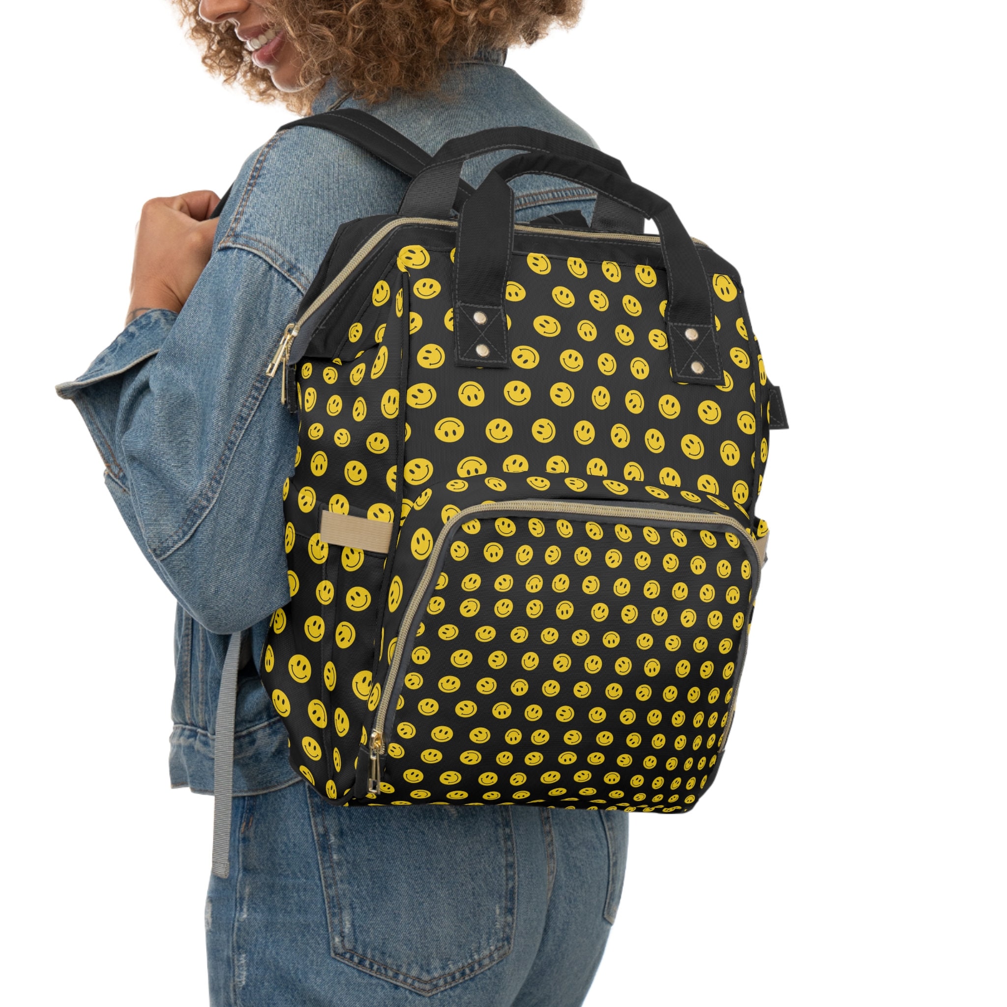 Diaper Bag Backpack Smiley Face Design All Purpose School Backpack for ...