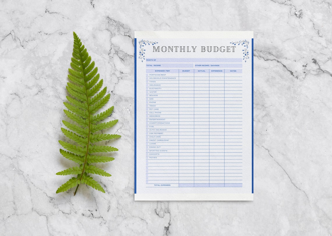 Downloadable Digital Monthly Budget Planner, Financial Planner ...