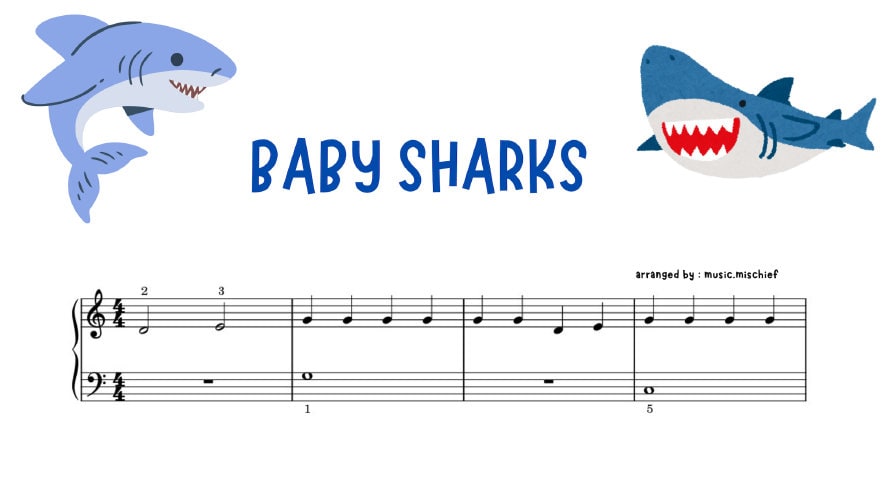 Baby Shark Easy Piano Sheet - Etsy Canada