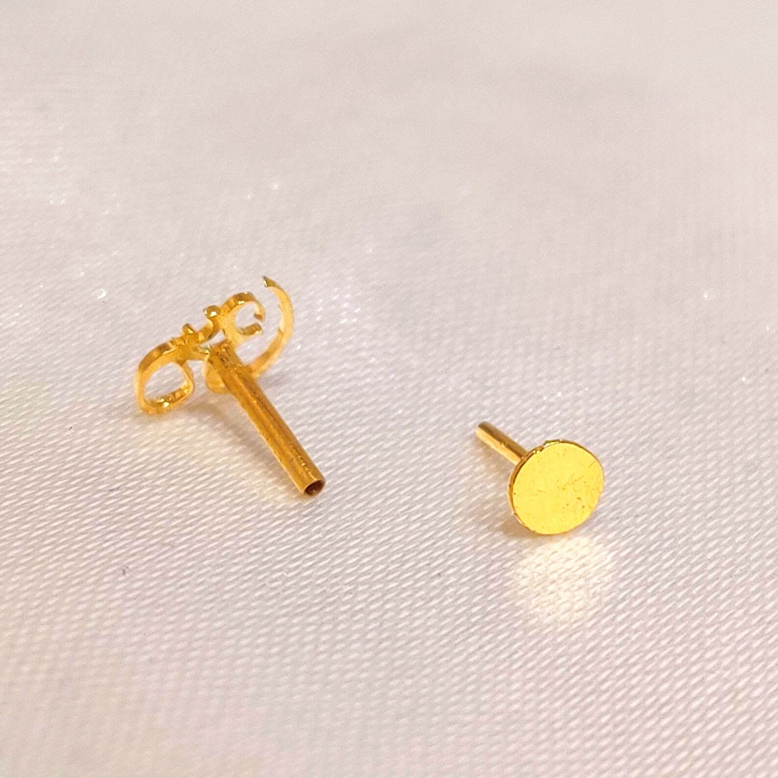 18k Gold OM Nose Stud, Real Gold Nose Push Back , Meditation, Gold Nose ...