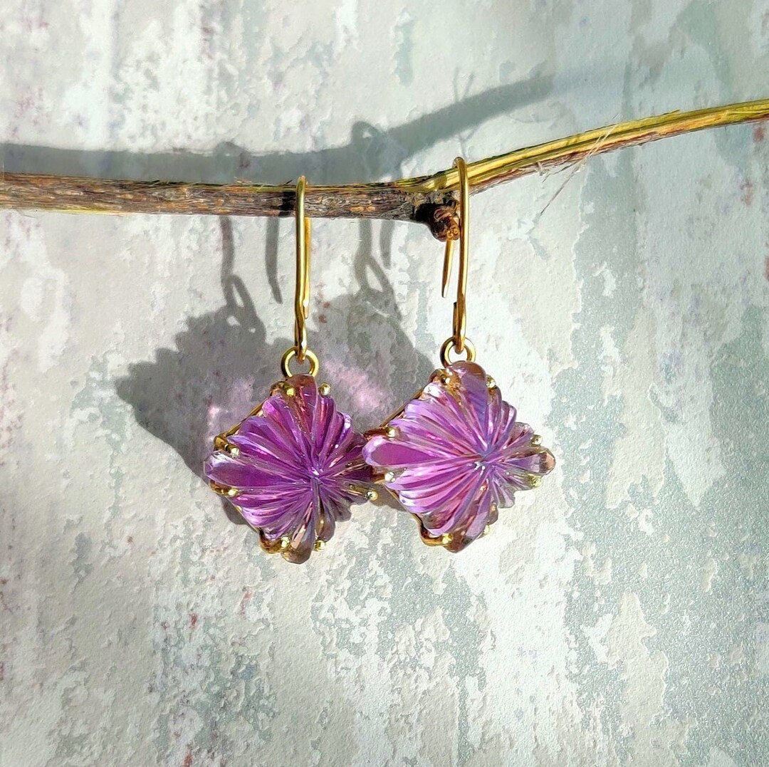 Solid 14K Yellow Real Gold, February Birthstone, Natural Amethyst ...