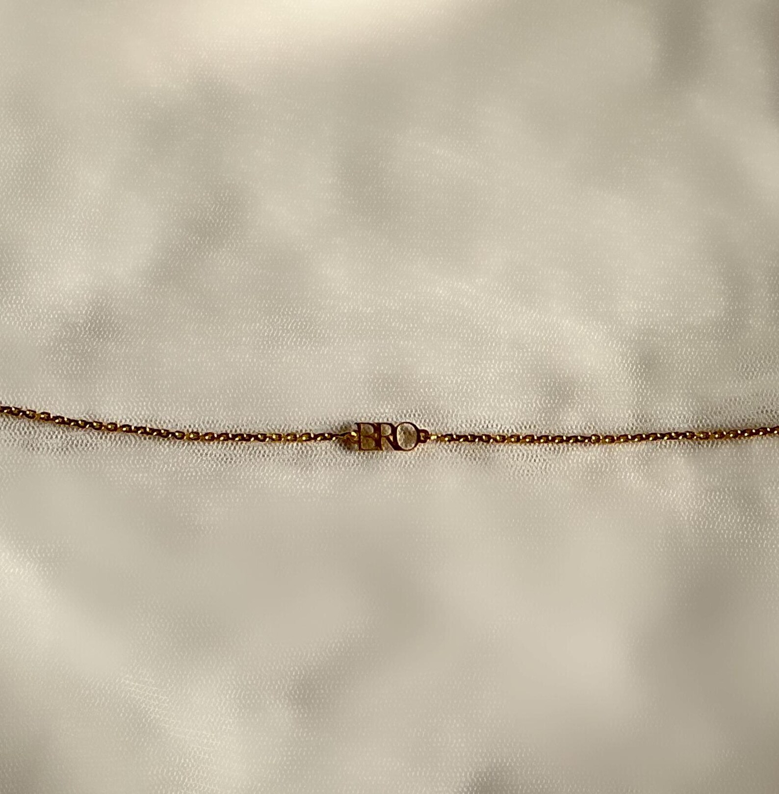 18K Real Gold Bro Initial Bracelet | Dainty Yellow Gold Charm ...