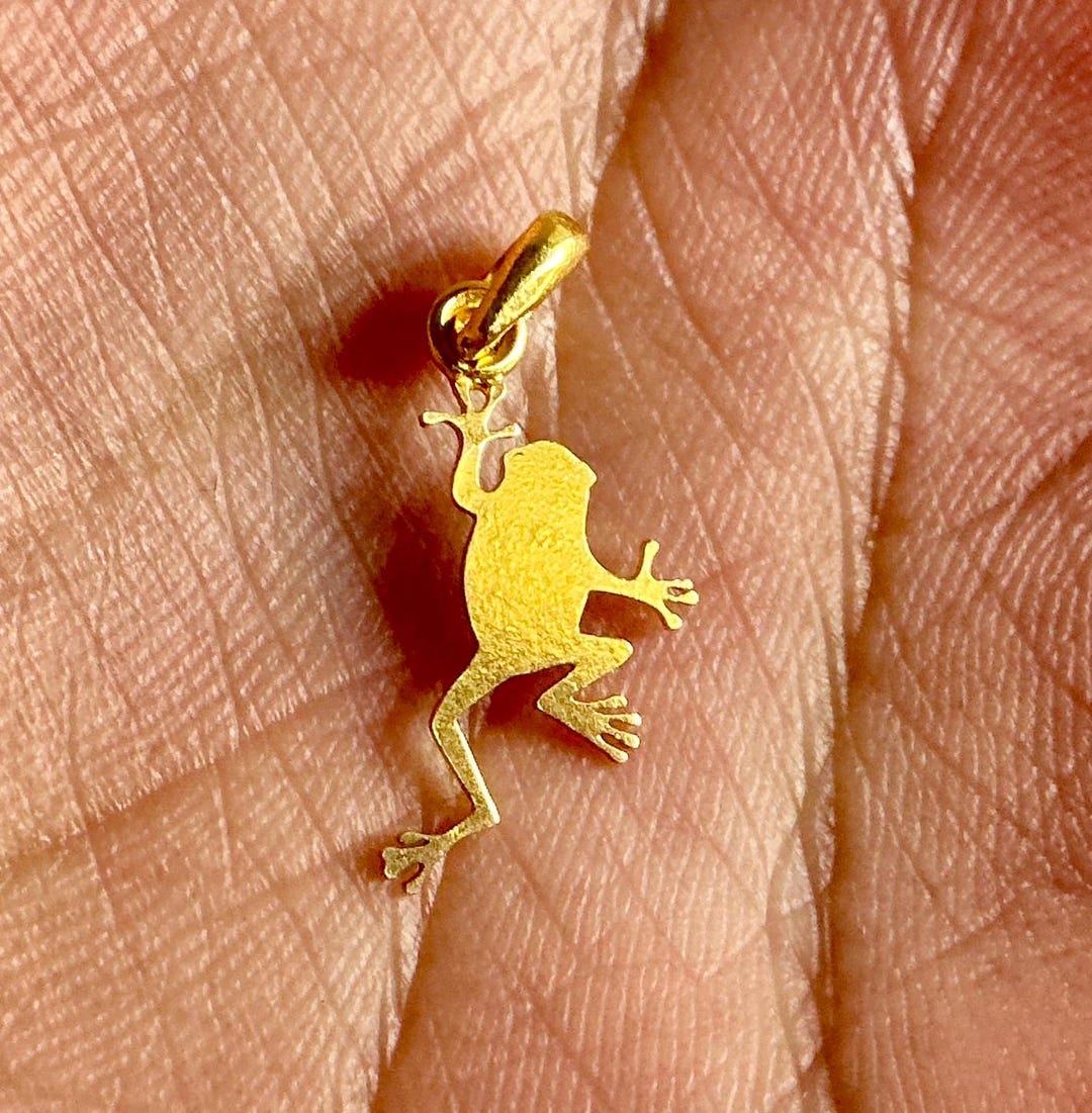 18K Gold Frog Pendant (only) | Solid Yellow Gold Animal Charm | Unisex ...
