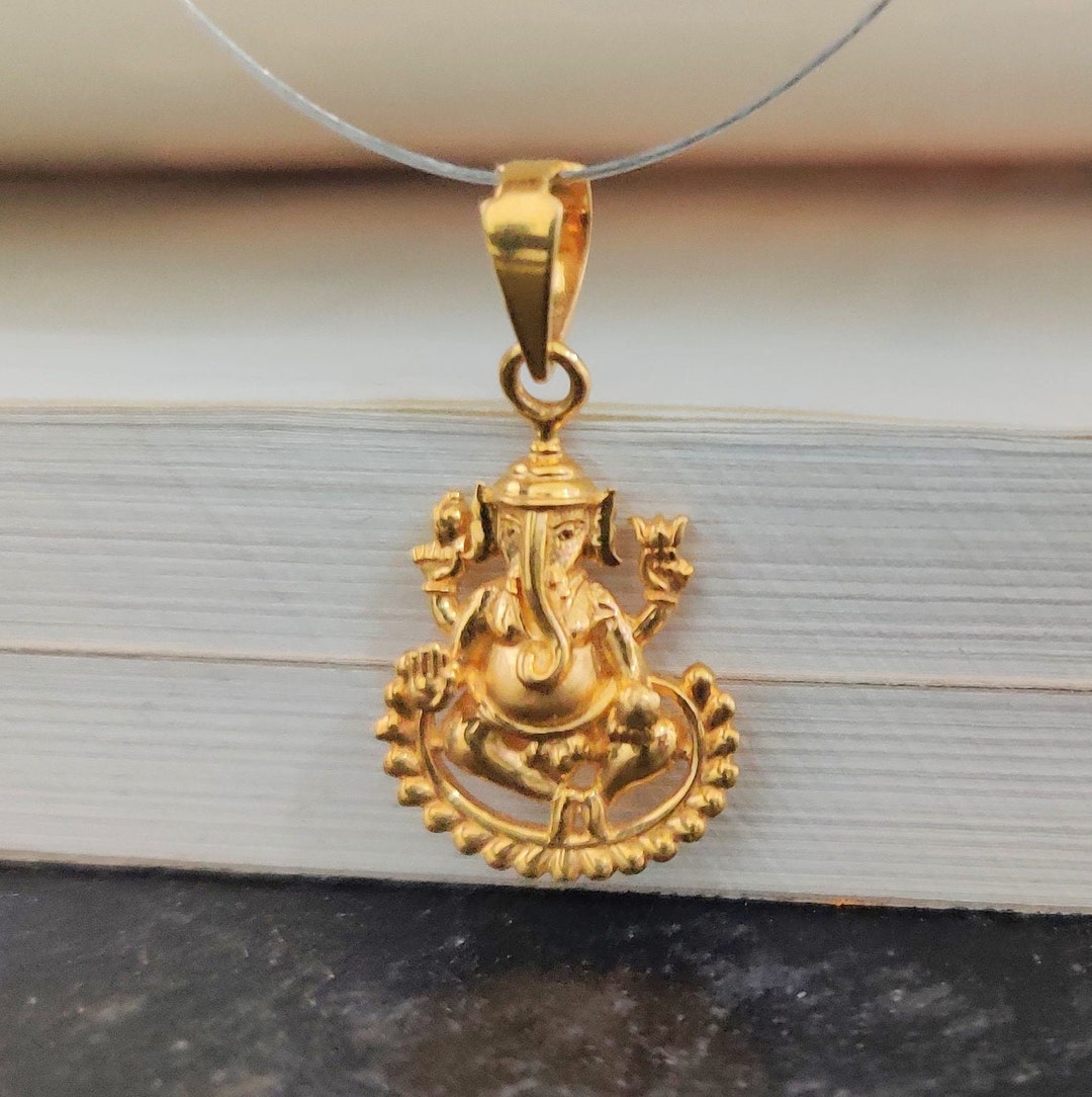22K Yellow Real Gold Shree Ganesh Pendant & Charm, Minimalist, Dainty ...