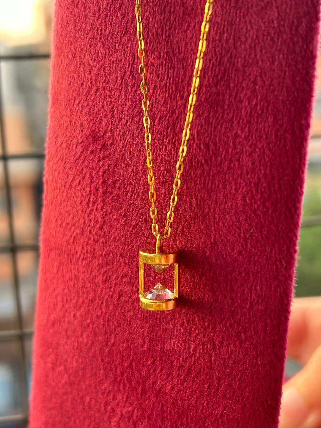 22k Solid Yellow Gold, Link Chain With Hourglass Pendant, Timeless ...