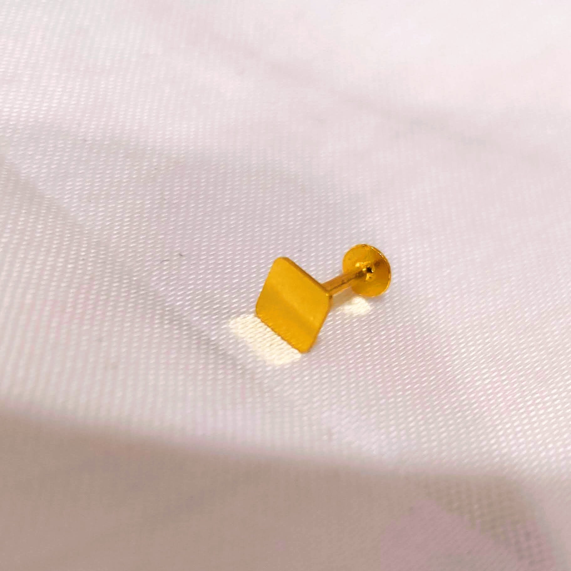 18k Gold Square Nose Stud, Real Gold Nose Push Back , Nose Screw, Gold ...