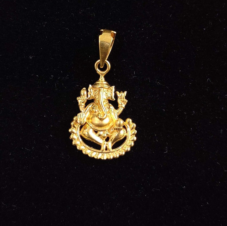22K Yellow Real Gold Shree Ganesh Pendant & Charm, Minimalist, Dainty ...
