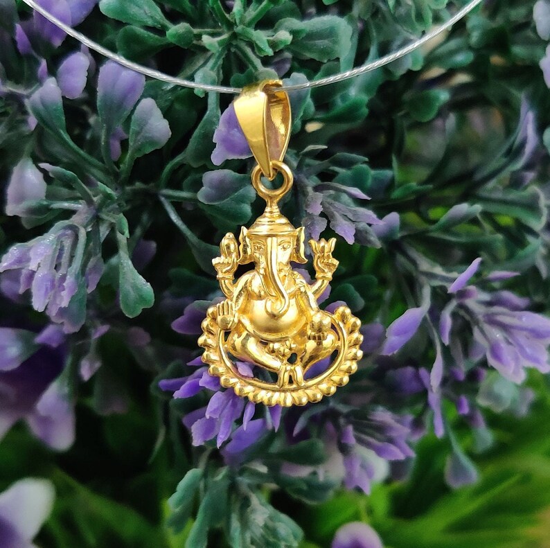 22K Yellow Real Gold Shree Ganesh Pendant & Charm, Minimalist, Dainty ...