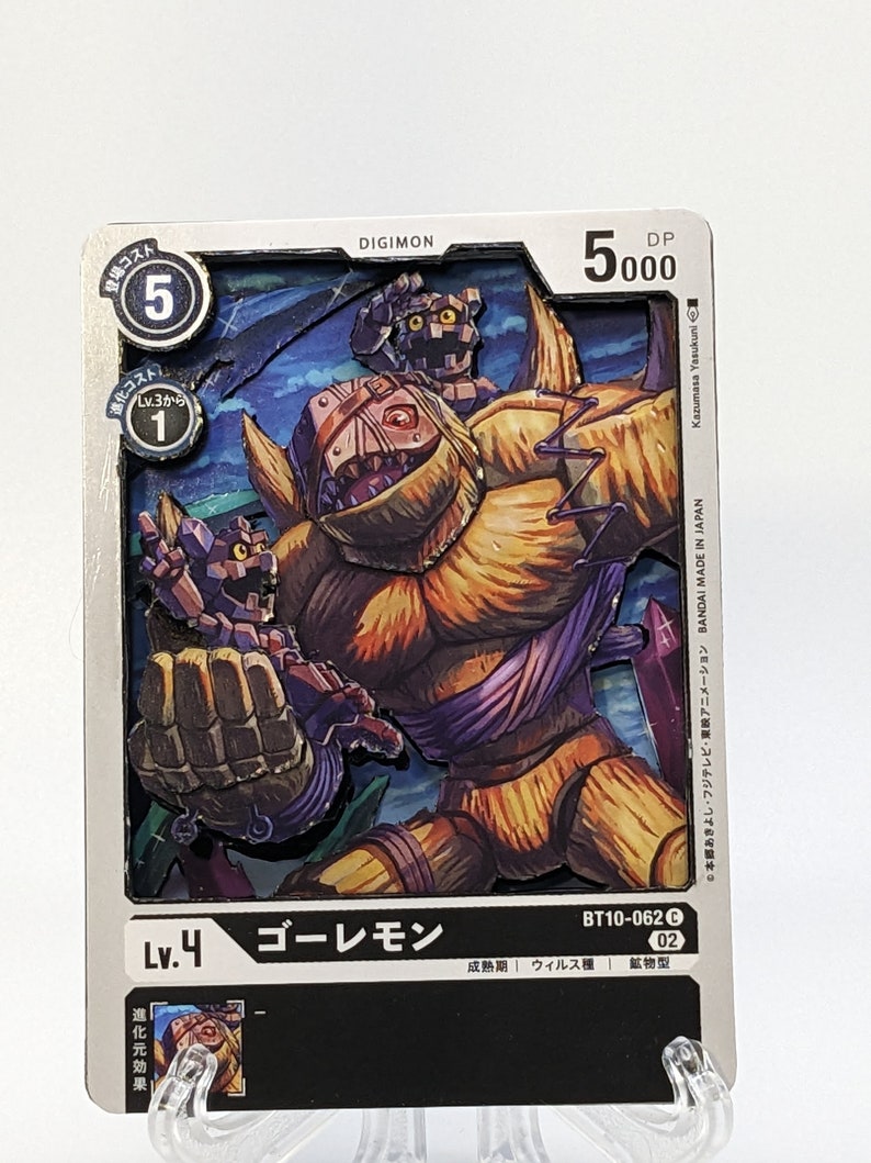 GOLEMON Digimon Ft Gotsumon Japanese 3D Shadowbox Art Card | BT10-062 ...