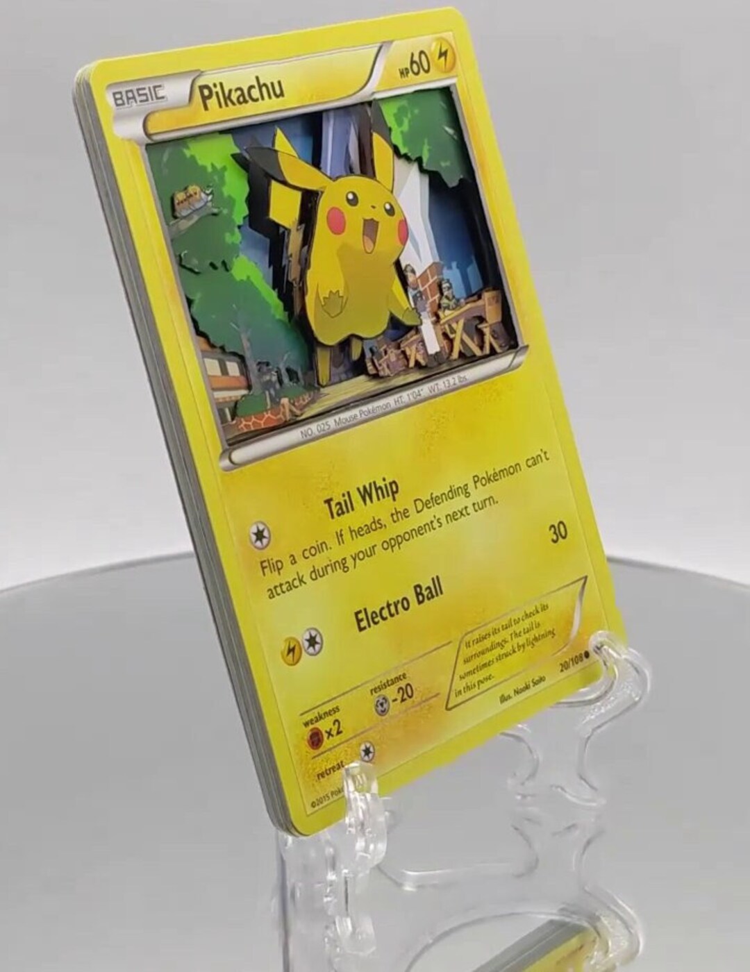 PIKACHU Pokemon 3D Shadowbox Art Card | Handmade, One of a Kind Trading Card Alter | GB Card ...