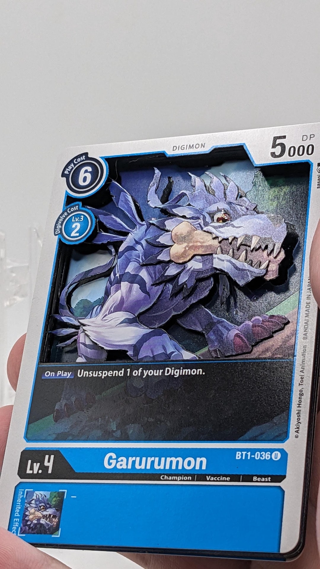 GARURUMON Digimon 3D Shadowbox Art Card | Handmade, One of a Kind ...