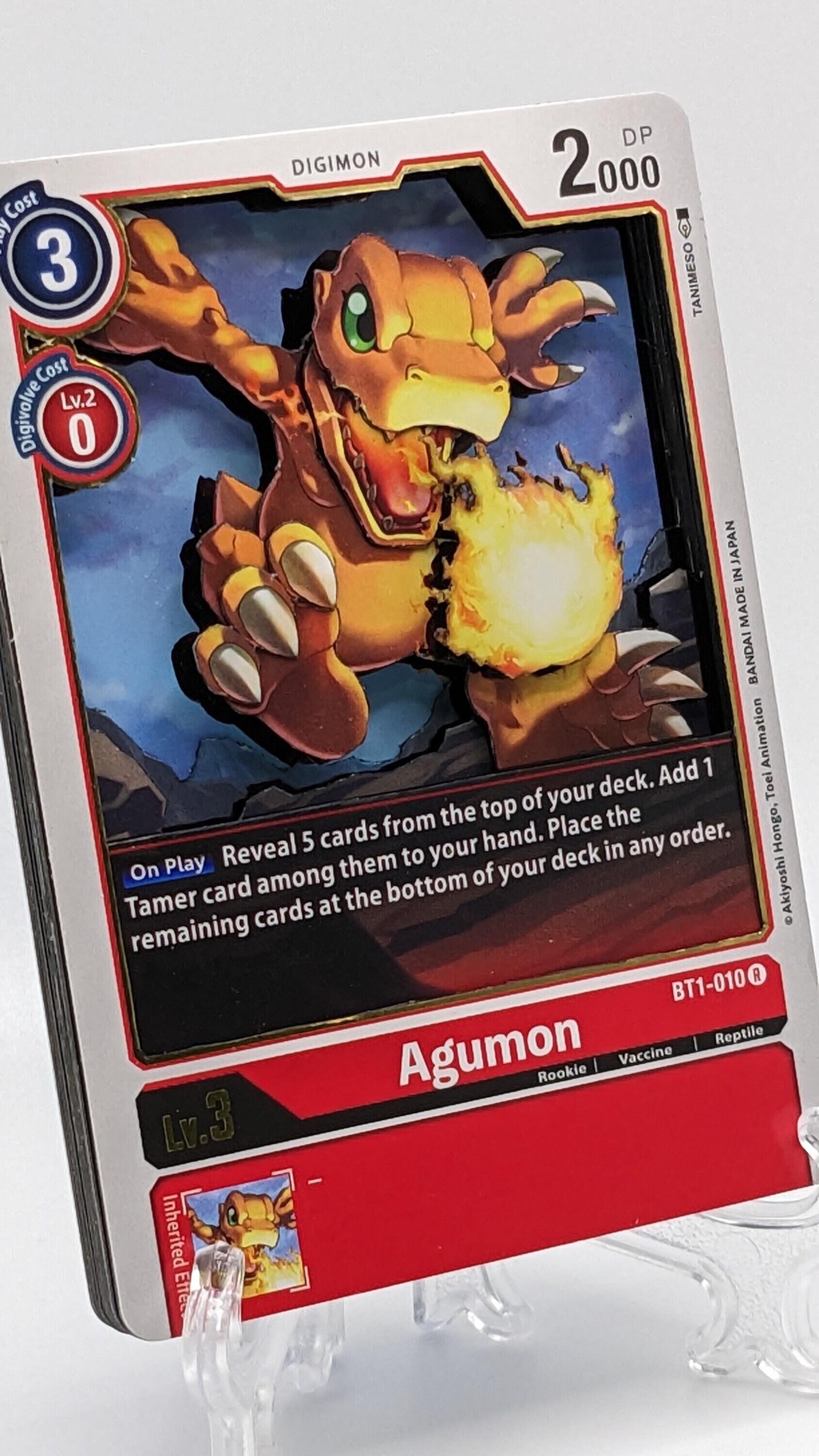 DIGIMON Agumon 3D Shadowbox Art Card Handmade, One of a Kind Trading ...