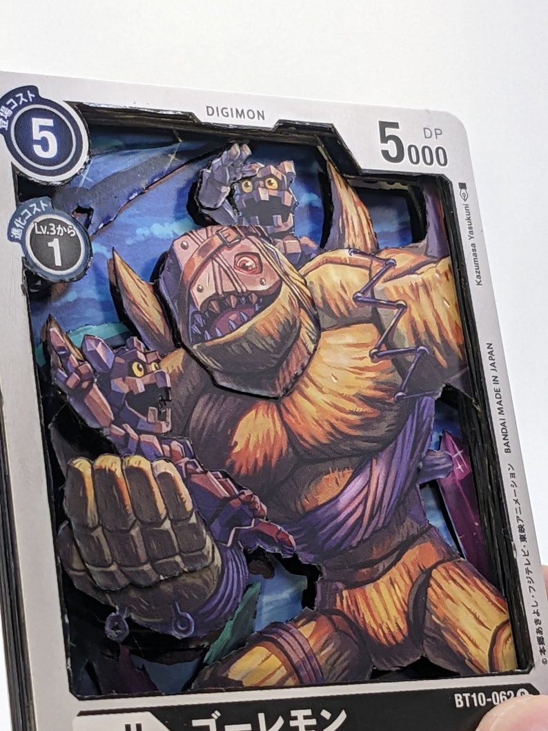 GOLEMON Digimon Ft Gotsumon Japanese 3D Shadowbox Art Card BT10-062 ...