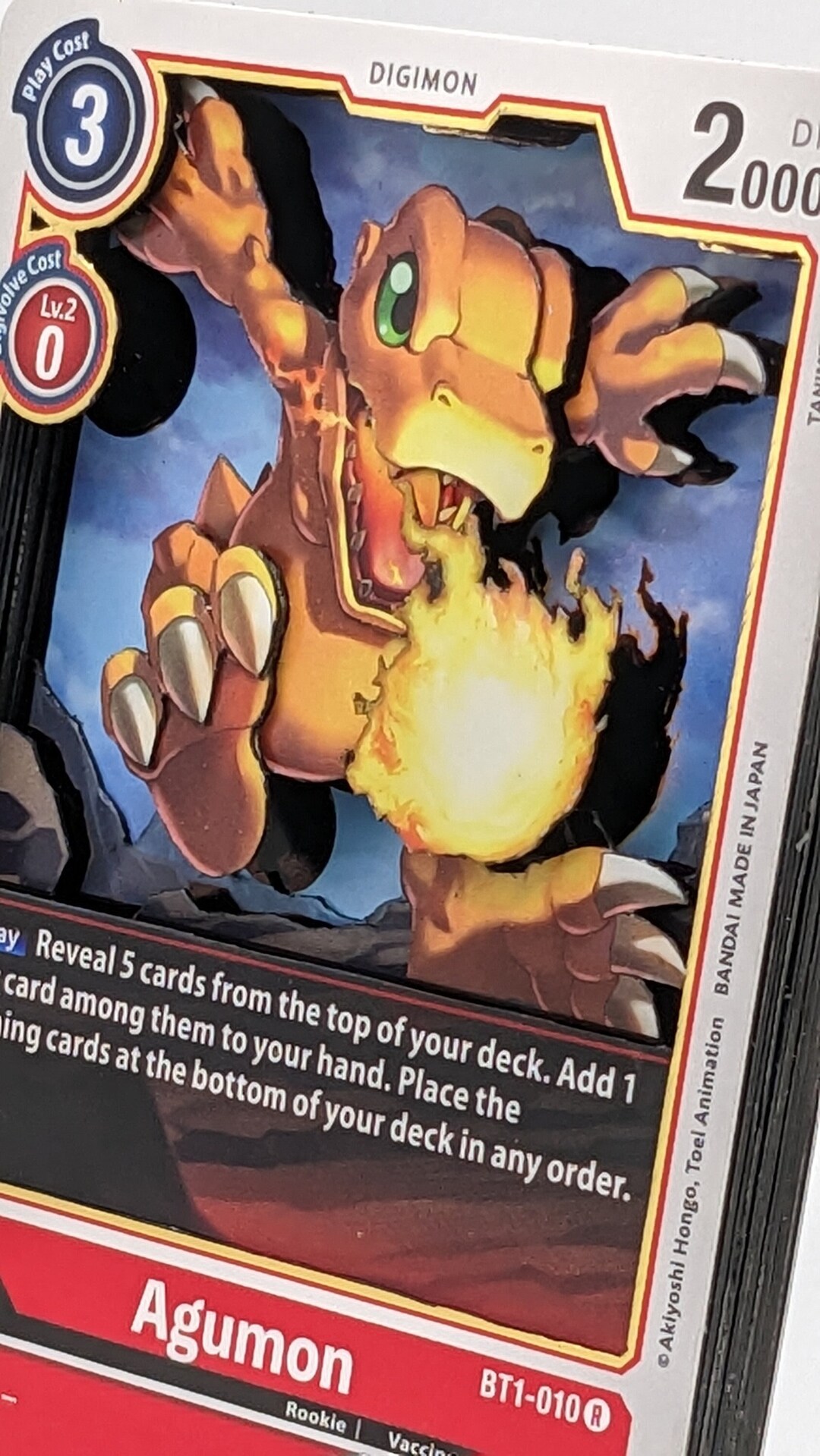 DIGIMON Agumon 3D Shadowbox Art Card Handmade, One of a Kind Trading ...