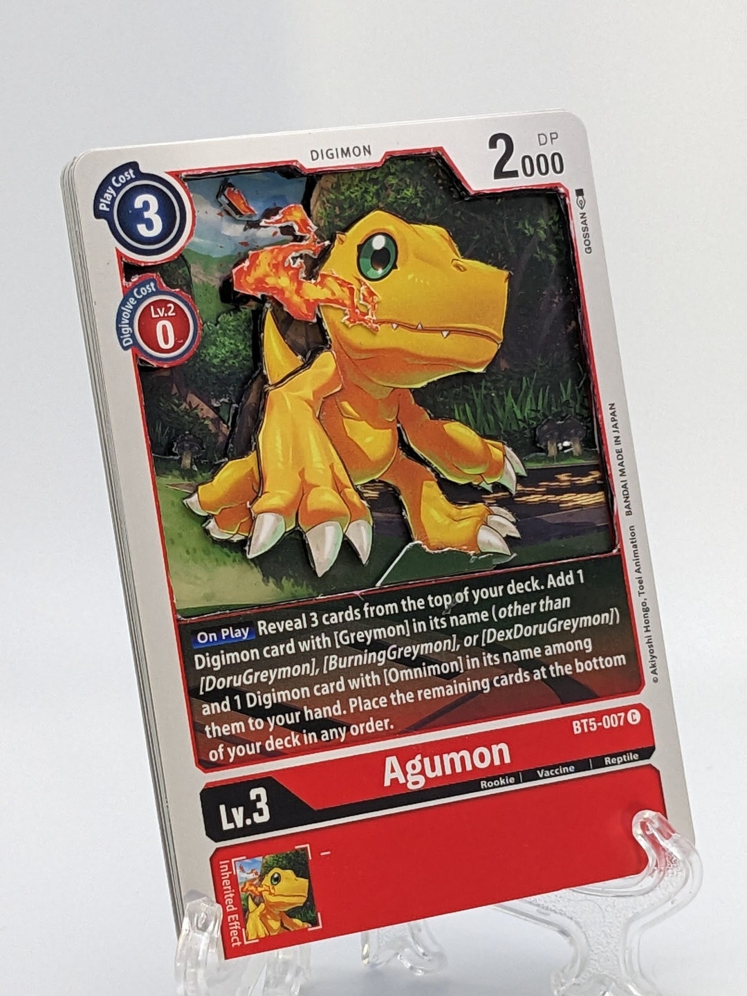 AGUMON 3D Shadowbox Card Art - Digimon | BT5-007 | Handmade, One of a Kind Trading Card Alter ...