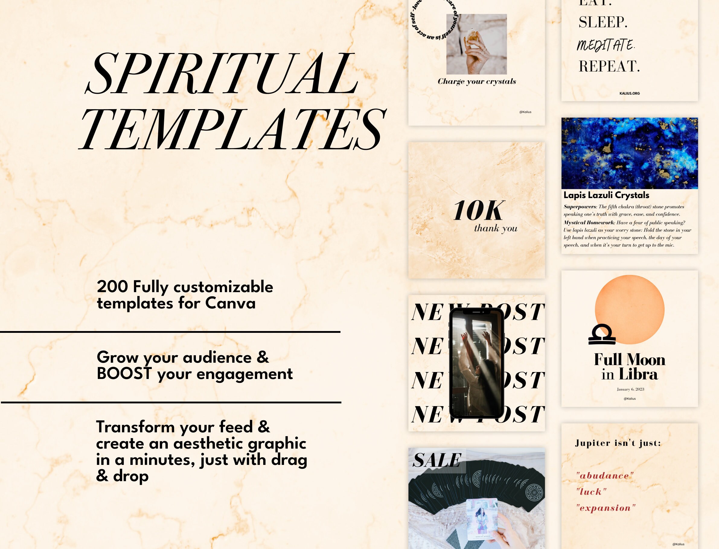 Spiritual Instagram Templates for Canva, Editable Social Media Posts ...
