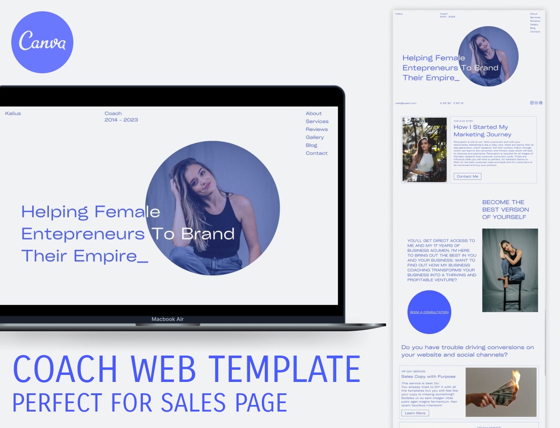 Canva Sales Page Template, Coaching Course Sales Page, Sales Page Web ...