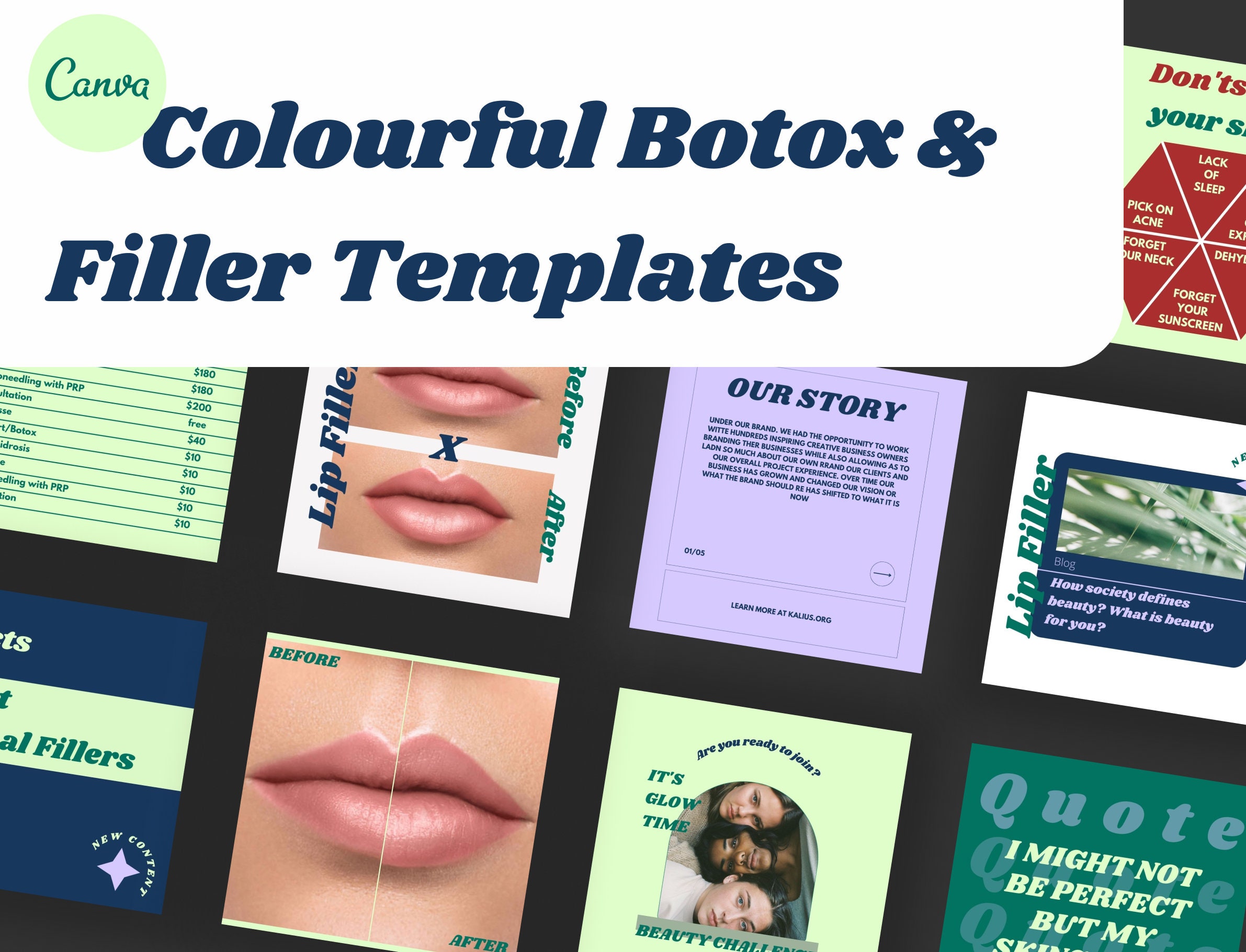 100 Botox and Filler Instagram Templates for Canva, Nurse Injector ...