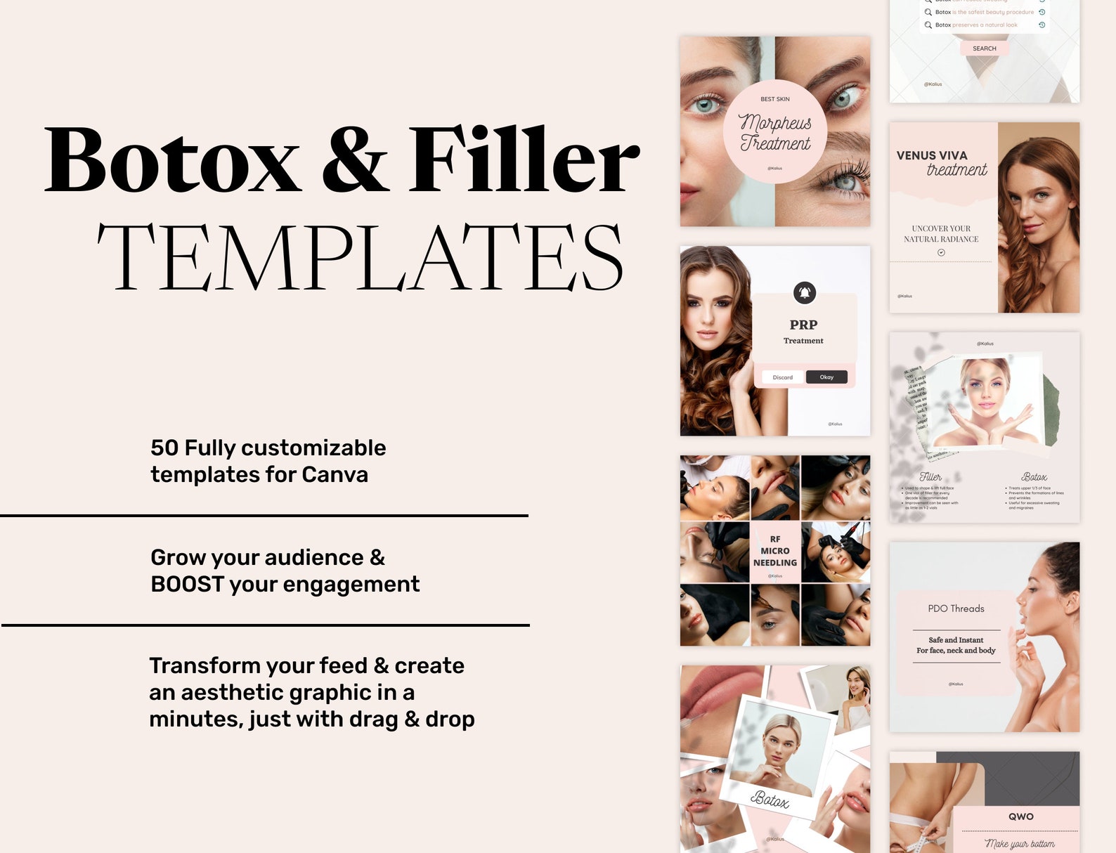 30 Botox and Filler Instagram Template for Canva, Dermal Fillers ...