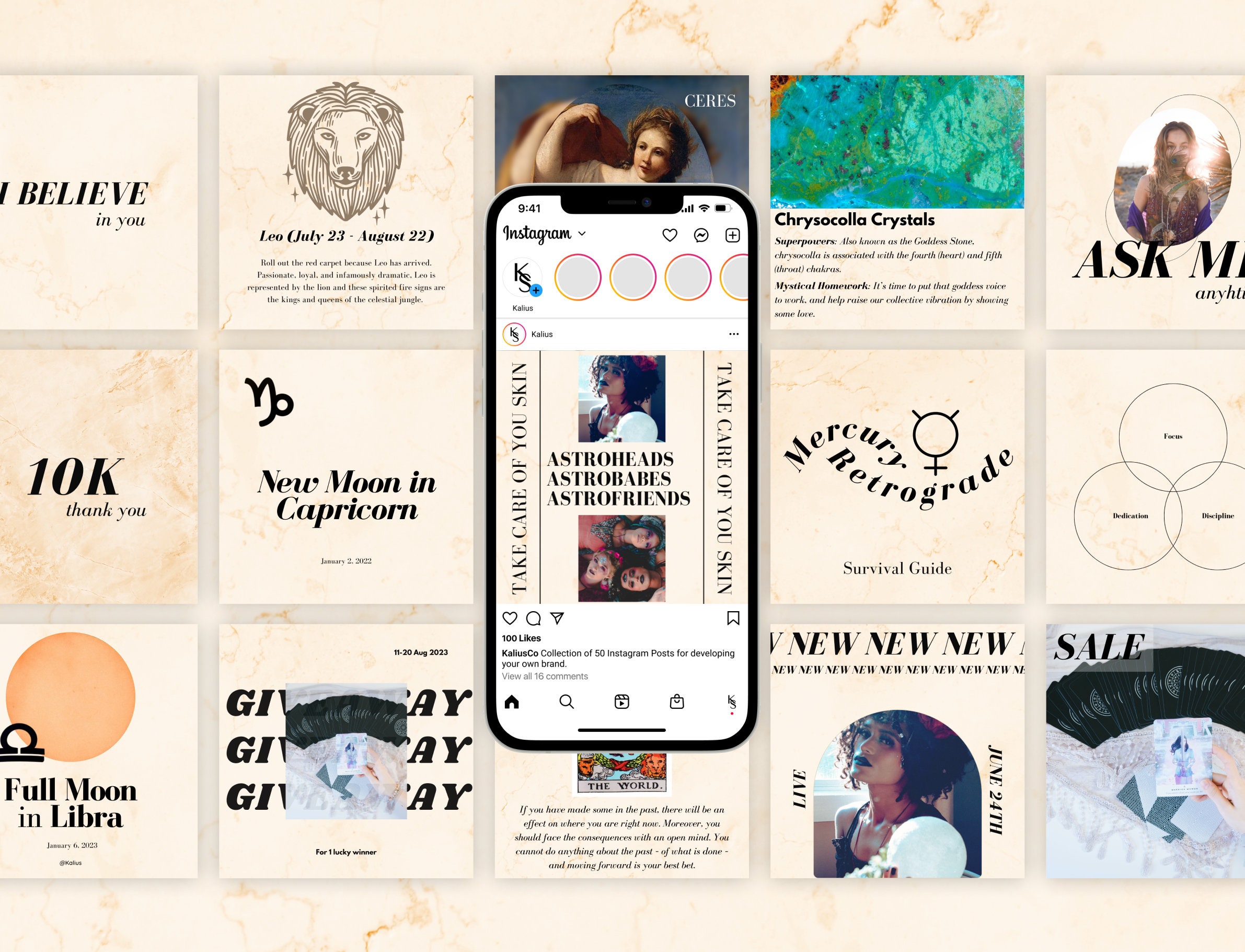 30 Spiritual Instagram Templates for Canva, Editable Social Media Posts ...