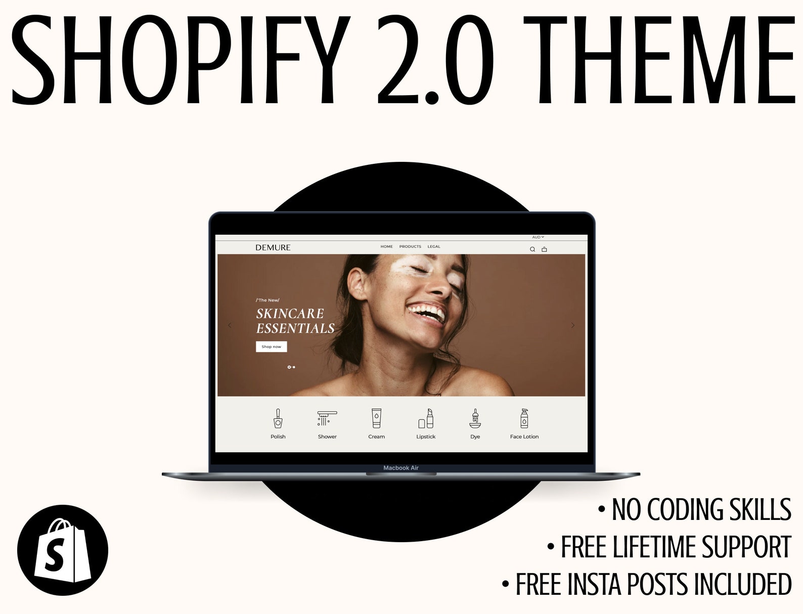 Shopify Theme for Skincare Brand Demure, Skincare Ecommerce Branding ...