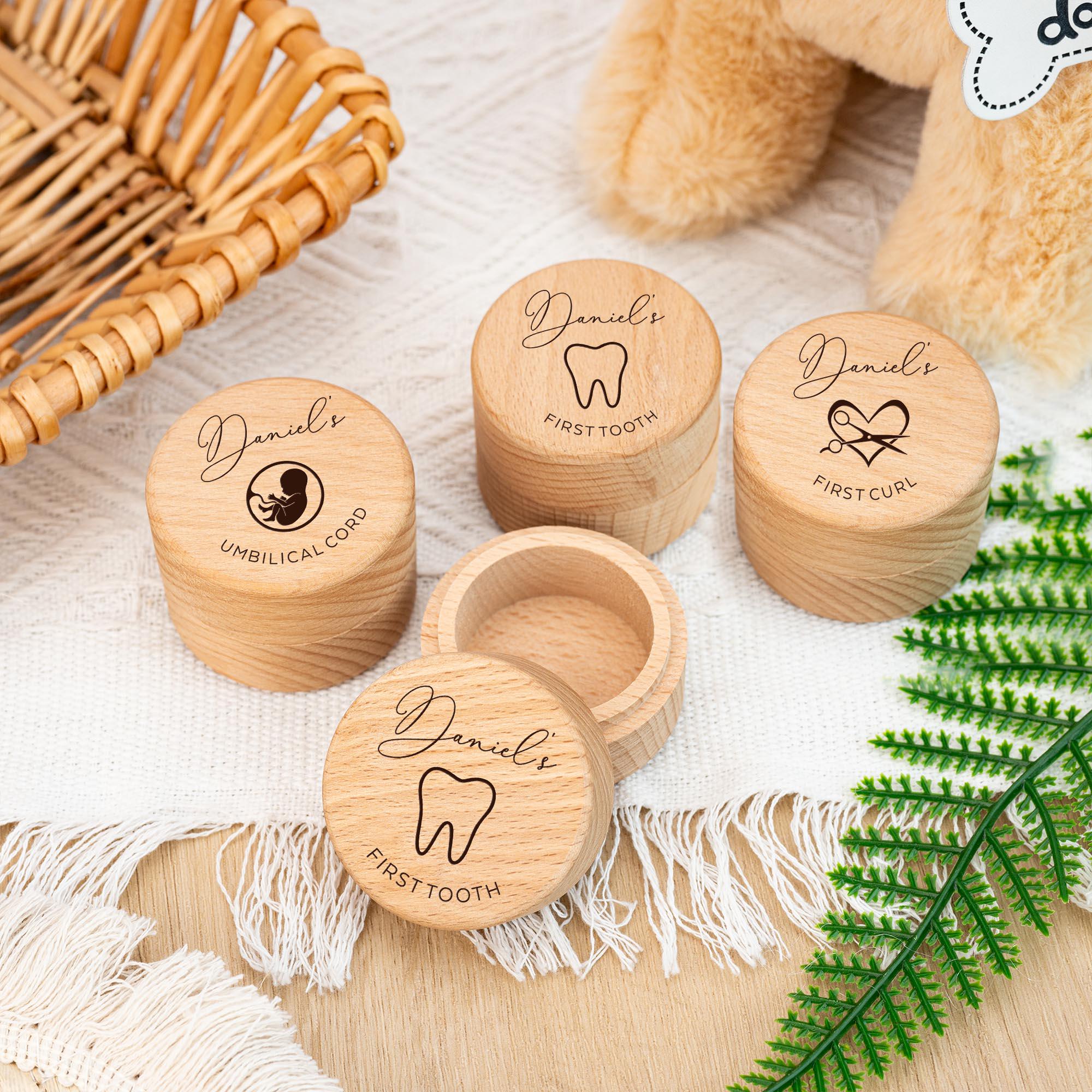 Baby Umbilical Cord Box, Baby Tooth Box, Baby First Haircut Box, Wooden ...
