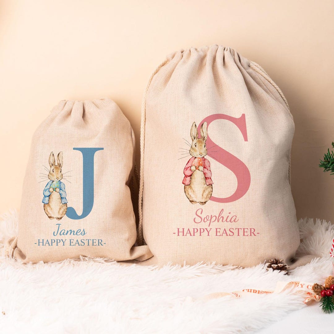 Personalized Easter Bag With Bunny,easter Basket Gift,easter Bag With Name,egg Hunts,easter ...