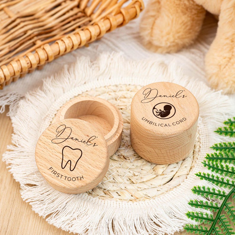 Baby Umbilical Cord Box, Baby Tooth Box, Baby First Haircut Box, Wooden ...
