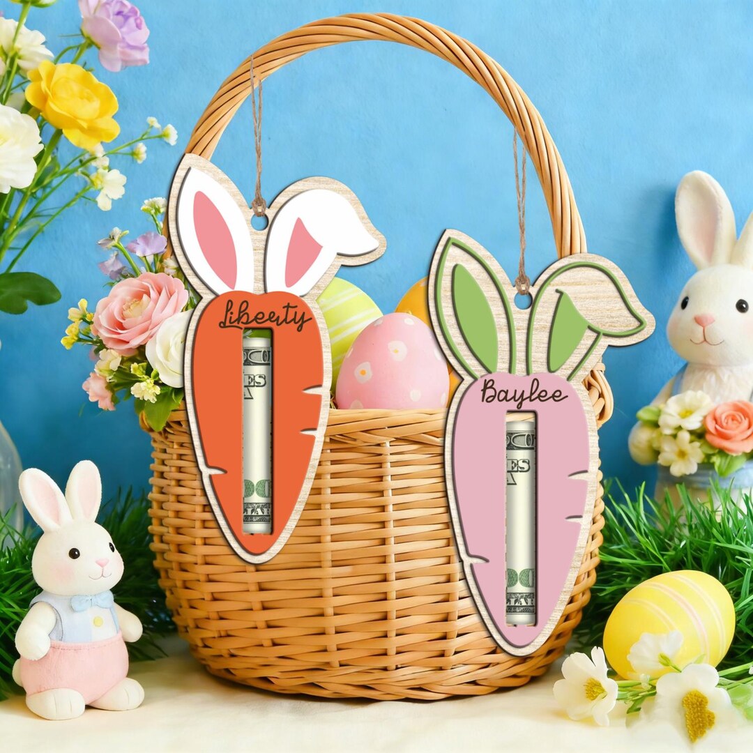 Personalized Carrot Money Holder, Custom Easter Basket Name Tag, Unique ...
